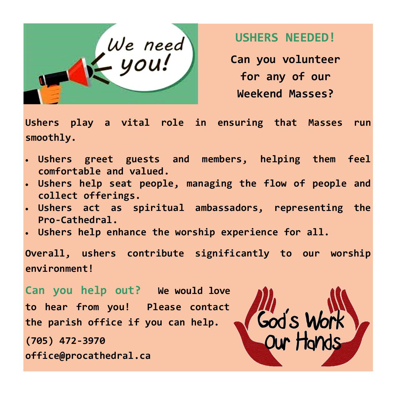 Ushers Needed September 2025 | Pro-Cathedral of the AssumptionPro ...